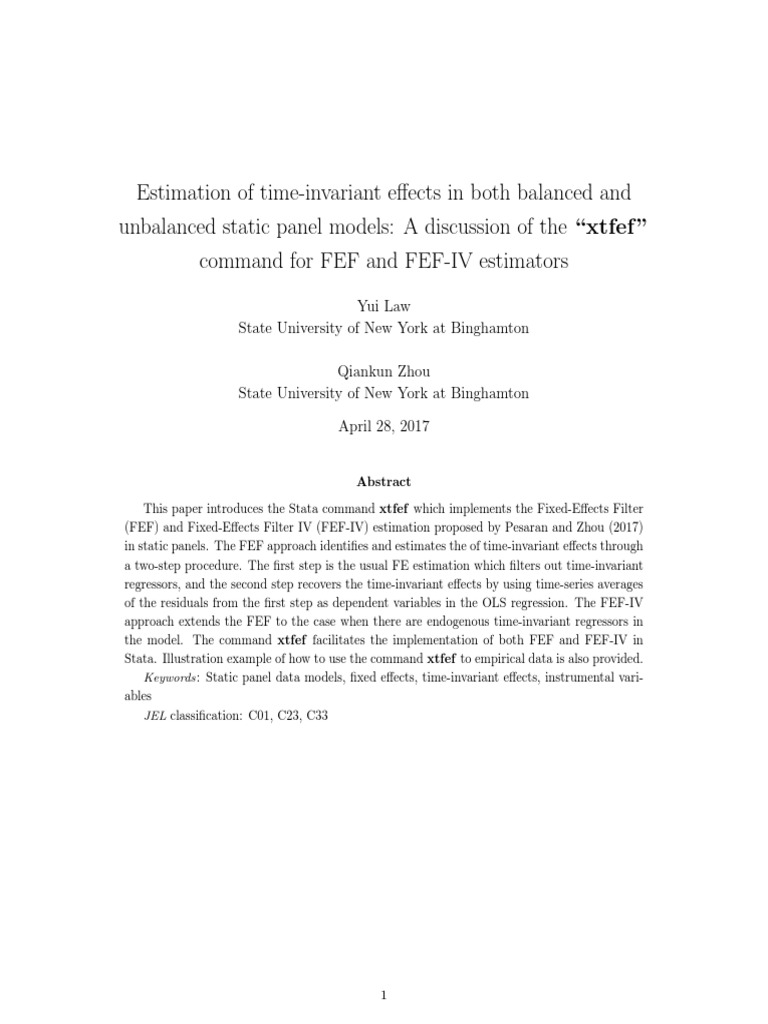 FEF and FEF-IV - 5 - 6 - 2017 | PDF | Fixed Effects Model ...