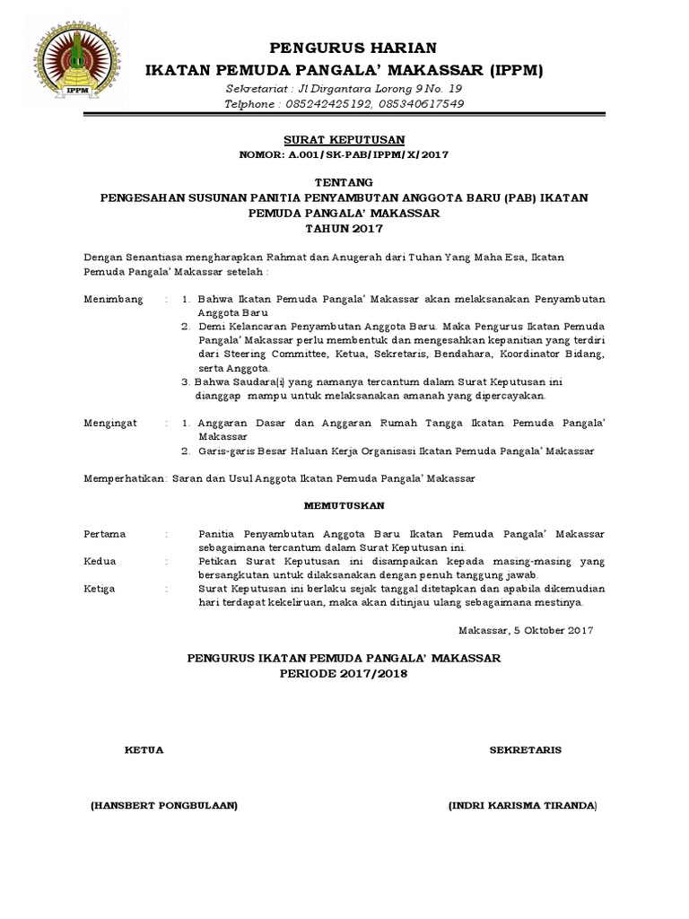 07 Format 5 Contoh SK Penetapan Panitia | PDF