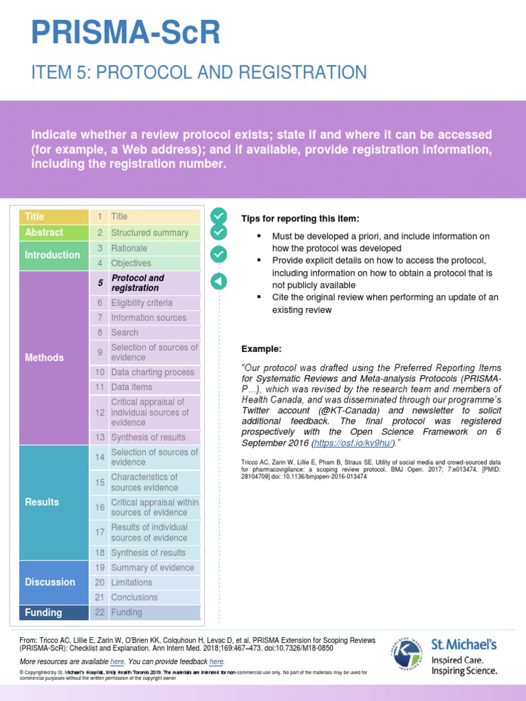 Prisma-Scr: Item 5: Protocol and Registration | PDF | Systematic Review ...