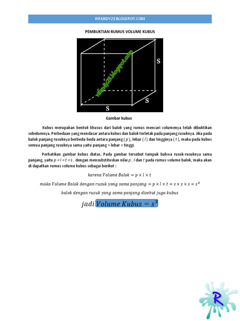 Pembuktian Rumus Volume Kubus | PDF