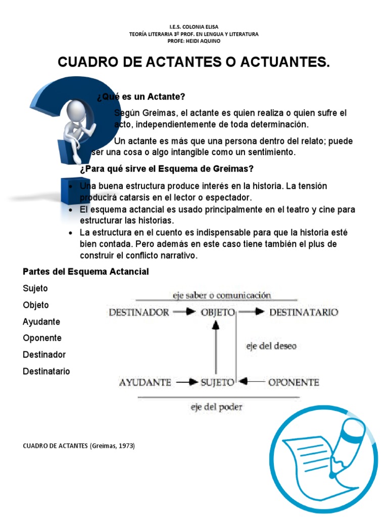 Cuadro de Actantes o Actuantes | PDF
