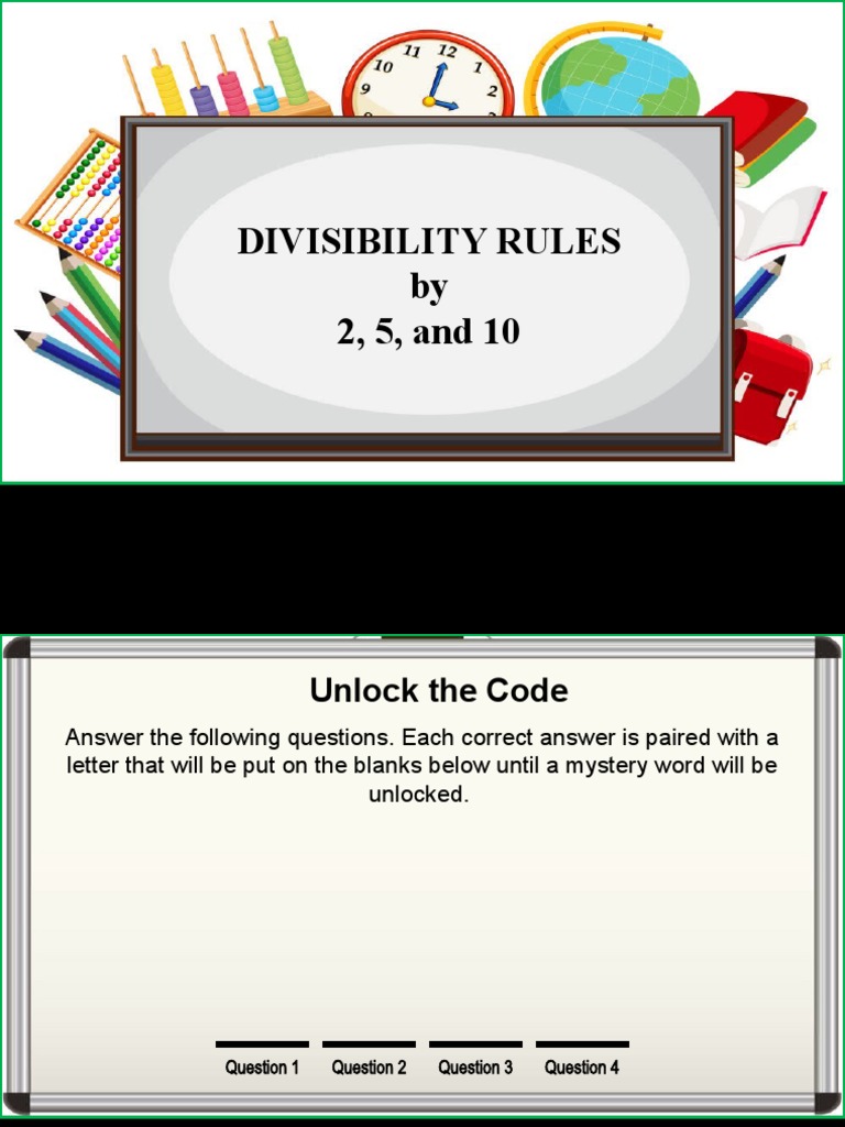 MATH 5 Q1 W1 Part 1 Divisibility Rules by 2 5 and 10 | PDF ...
