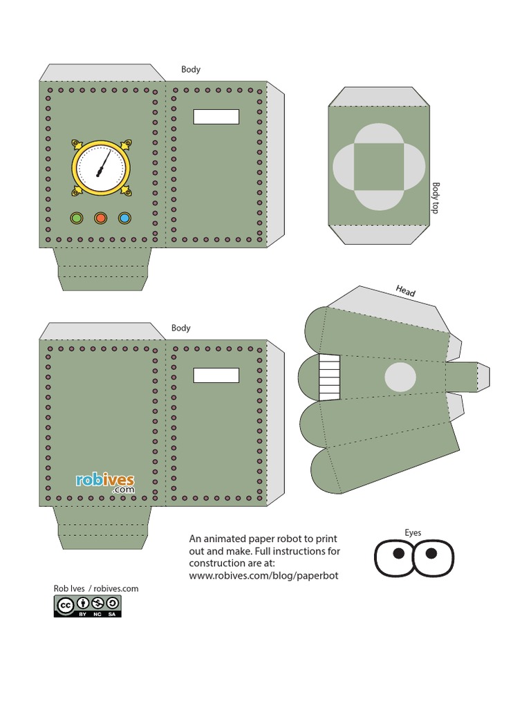 An Animated Paper Robot To Print Out and Make. Full Instructions For ...