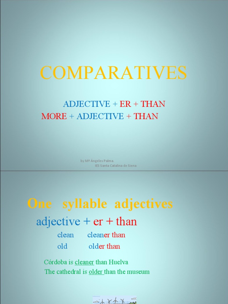 Comparatives: Er + Than More + Than | PDF