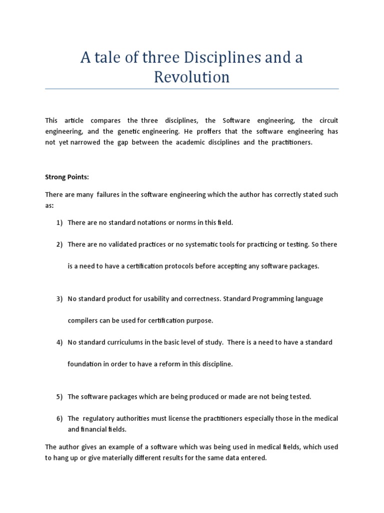 A Tale of Three Disciplines and A Revolution | PDF | Software ...
