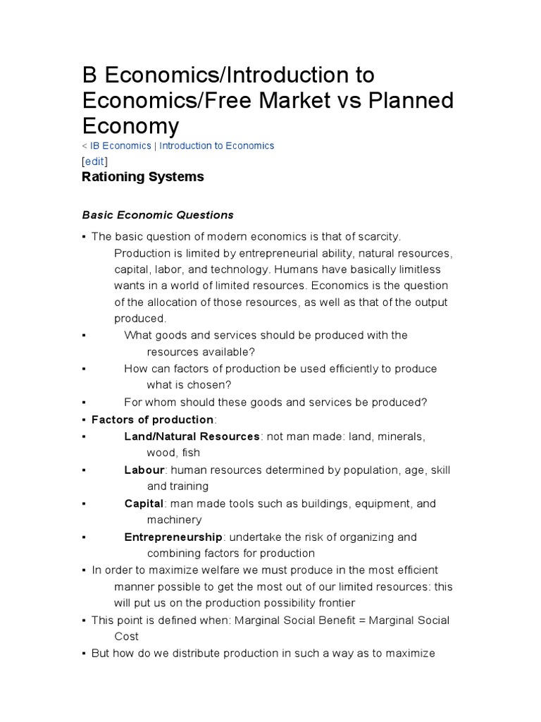 Comparing Economic Systems: Free Market vs Planned Economies | PDF ...
