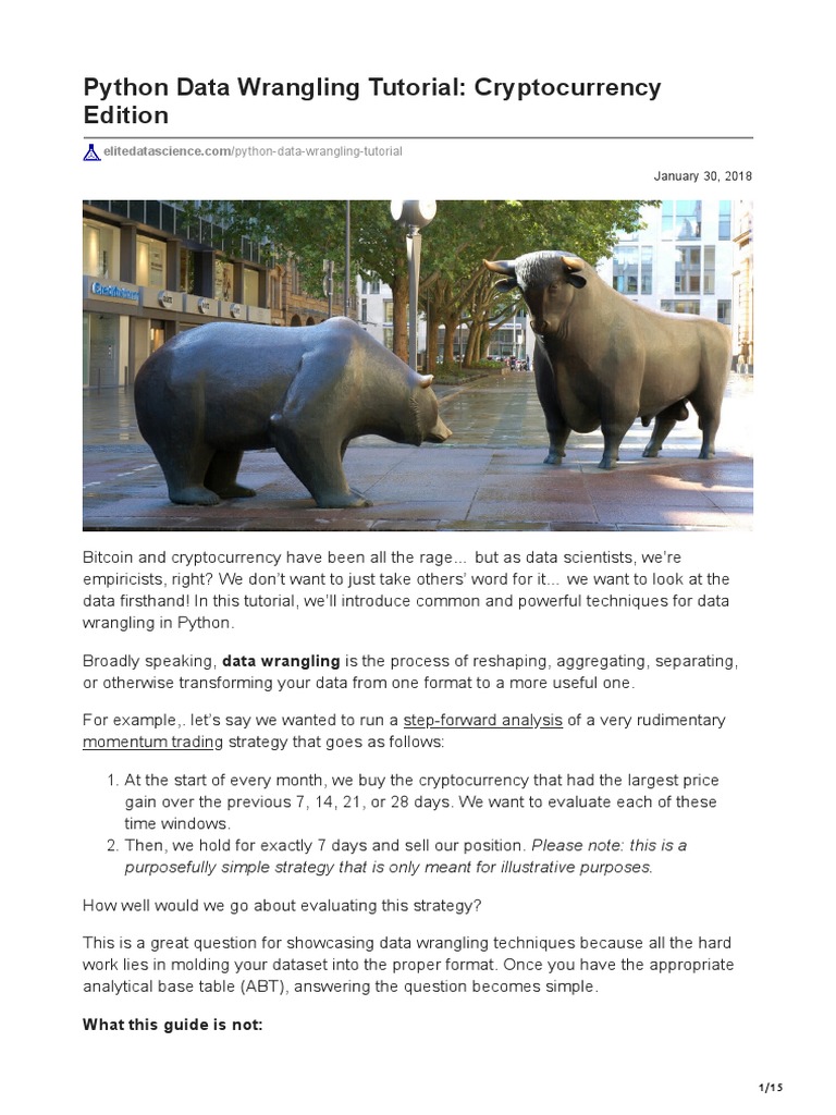 Python Data Wrangling Tutorial With Pandas Pdf Function Mathematics Cryptocurrency