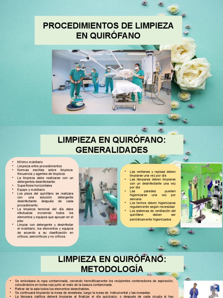 Procedimientos de Limpieza en Quirófano | PDF | Lavado de manos | Teatro operando