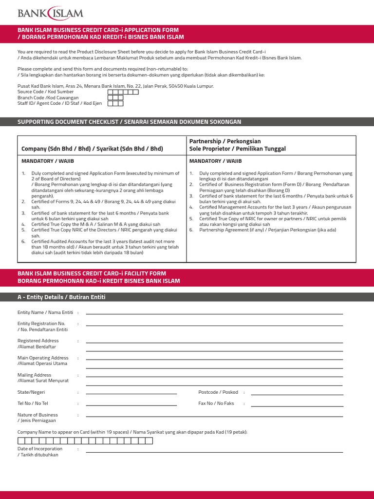 Bank Islam BIBC - Application-Form JUNE | PDF