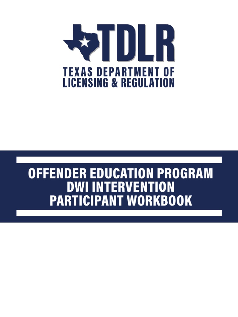 TDLR Texas DWI Intervention Program Participant Workbook - Final | PDF ...