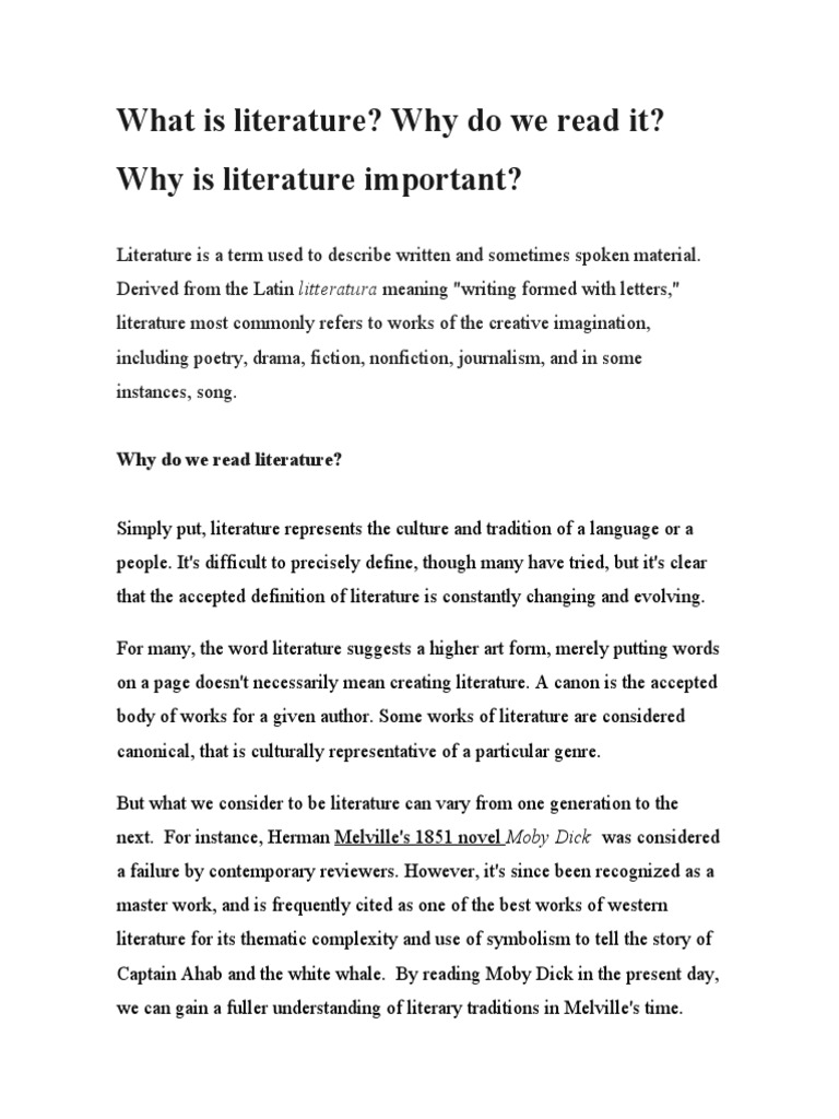 What Is Literature? Why Do We Read It? Why Is Literature Important ...