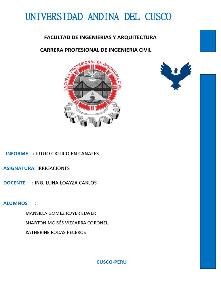 Flujo Critico - Primera Parte 1Y2 | PDF | Canal | Ecuaciones