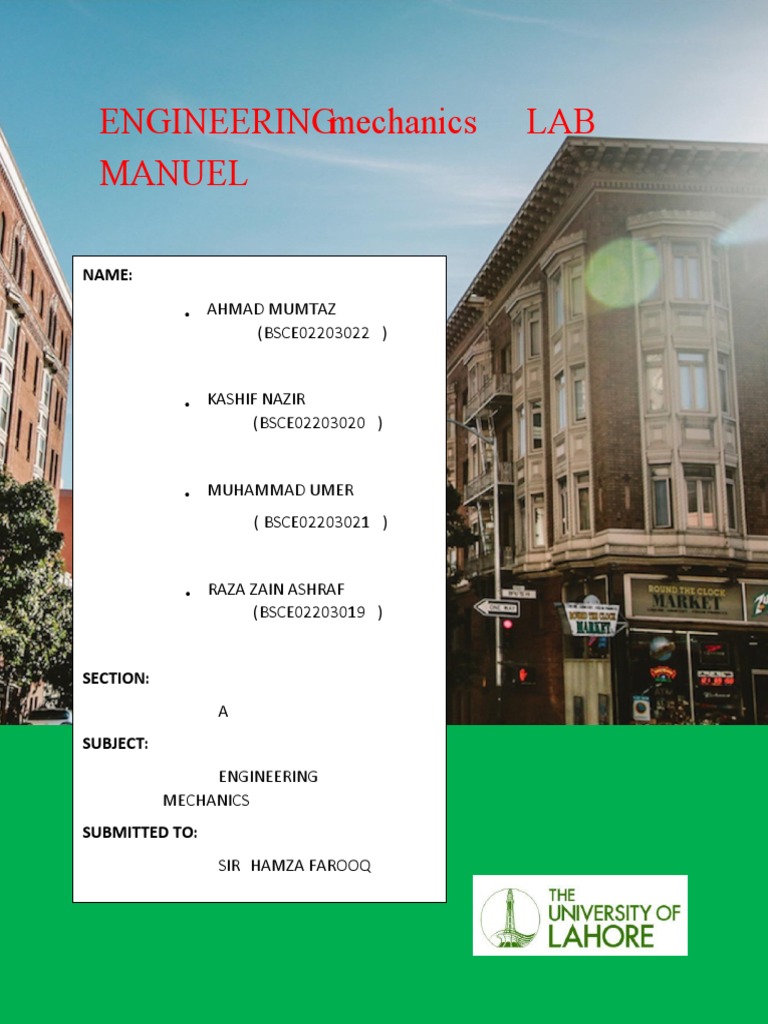 Engineering Mechanics Lab Manuel Name Pdf Crane Machine Force