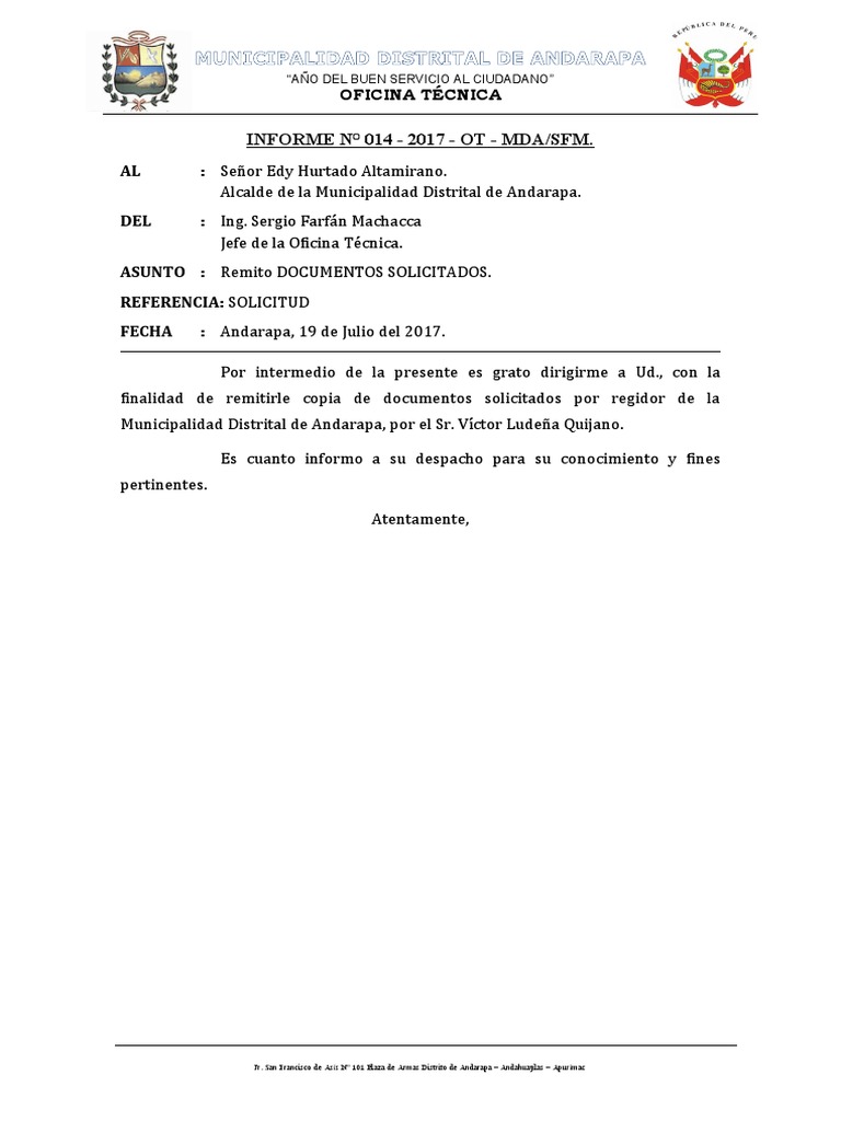 Informe N014 Remitir Documentos | PDF