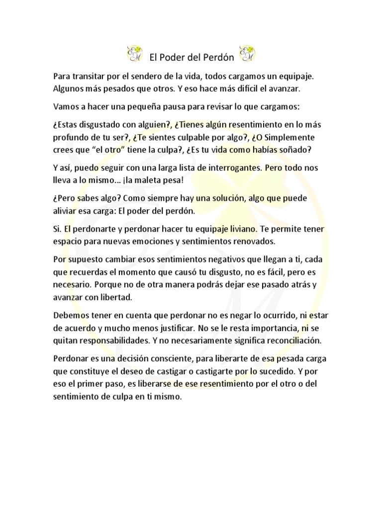 El Poder Del Perdon | PDF | Perdón | Aprendizaje