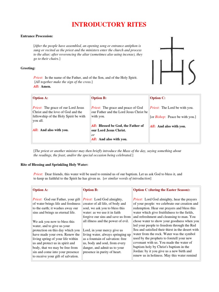 Introductory Rites: Entrance Procession | PDF | Mass (Liturgy) | Lord's ...