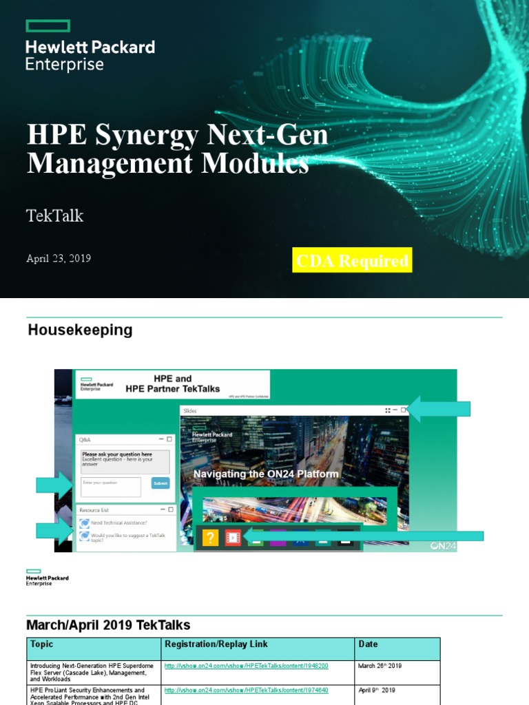 Hpe Synergy Next-Gen Management Modules: Tektalk | PDF | Key ...
