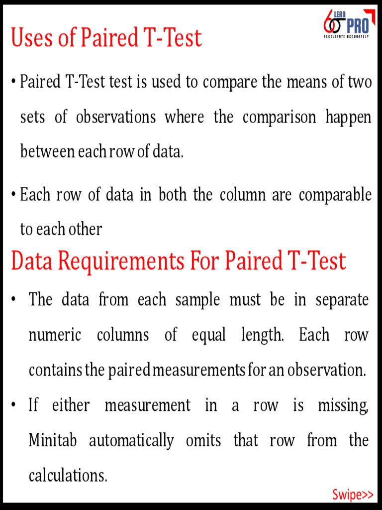 Uses of Paired T-Test: Swipe | PDF | Student's T Test | P Value