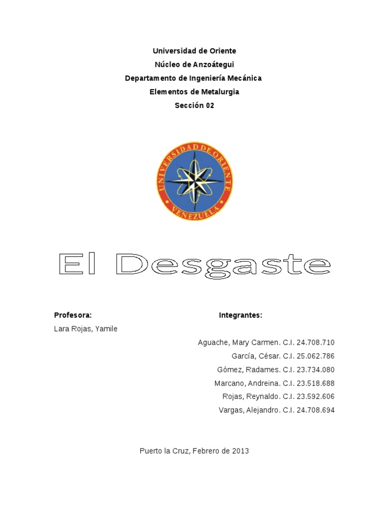 Desgaste Corrosi N 1 | PDF | Corrosión | Fatiga (material)