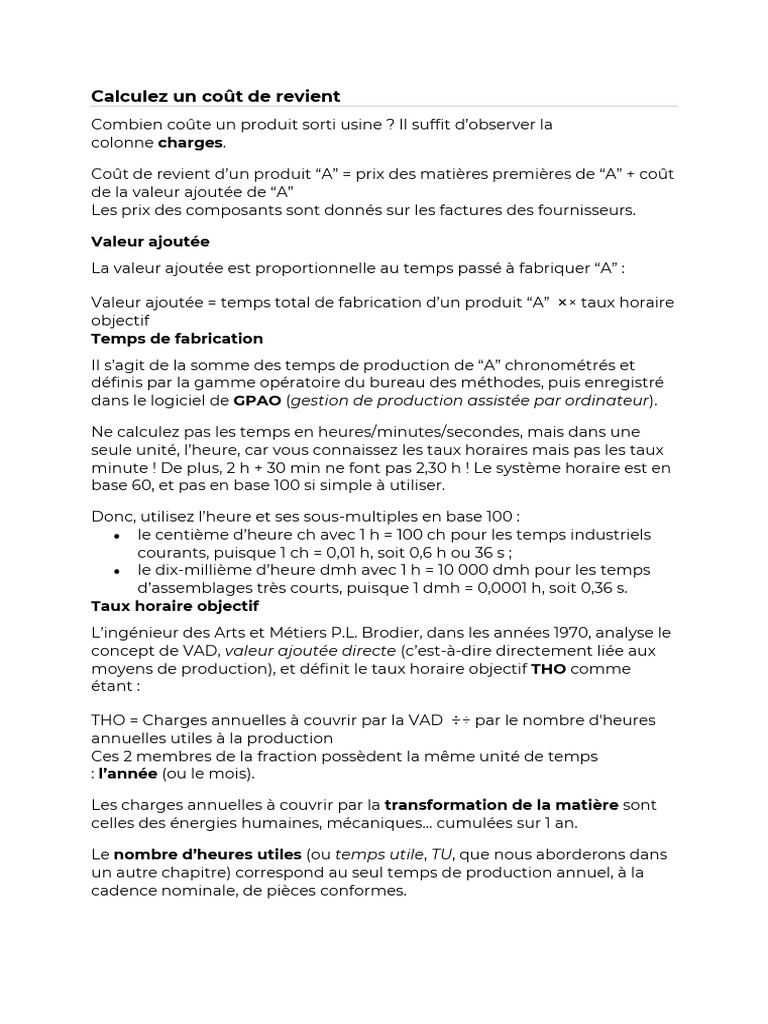 Optimisez le Coût de Revient | PDF | Inventaire | Business