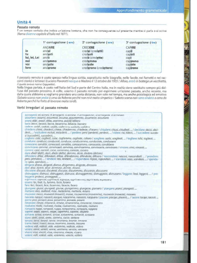 Passato Remoto Verbi Irregolari | PDF