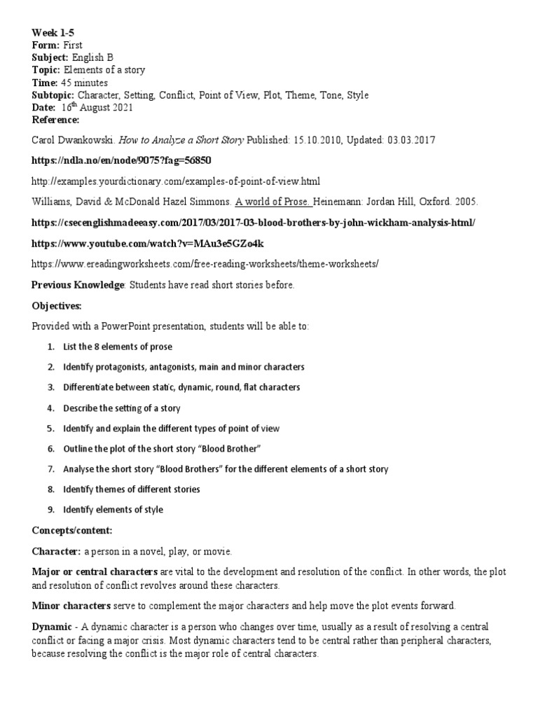 S2 W1-5 Elements of Prose | PDF | Narration | Plot (Narrative)