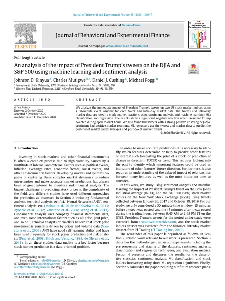 Journal of Behavioral and Experimental Finance: Johnson D. Kinyua ...