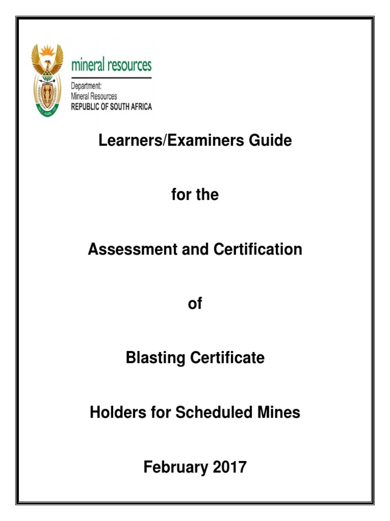 Examiner And Learner Guide For Scheduled Mines Pdf Educational
