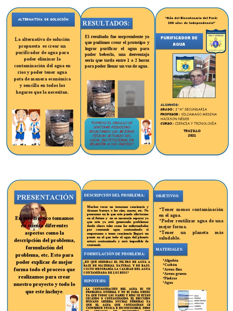 Tríptico Purificador de Agua | PDF | Agua | La contaminación del agua Tríptico Purificador de Agua | PDF | Agua | La contaminación del agua