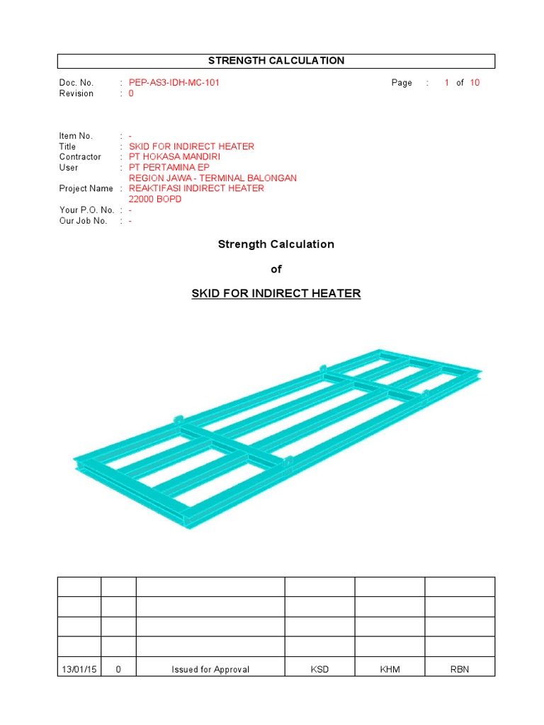 Strength Calculation of Skid For Indirect Heater | PDF | Bending | Beam ...