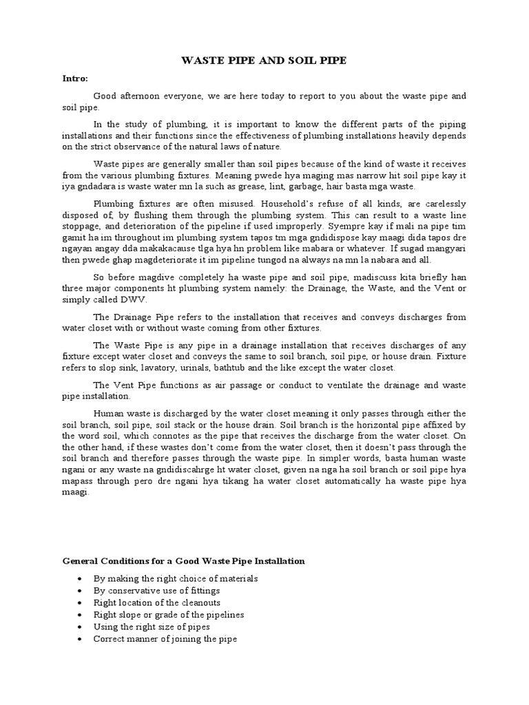 Soil vs Waste Pipe: Key Differences | PDF | Plumbing | Toilet