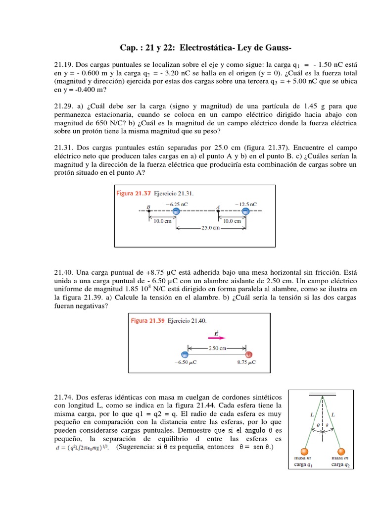 Problemas de Electrostática y Gauss | PDF | Campo eléctrico | Esfera