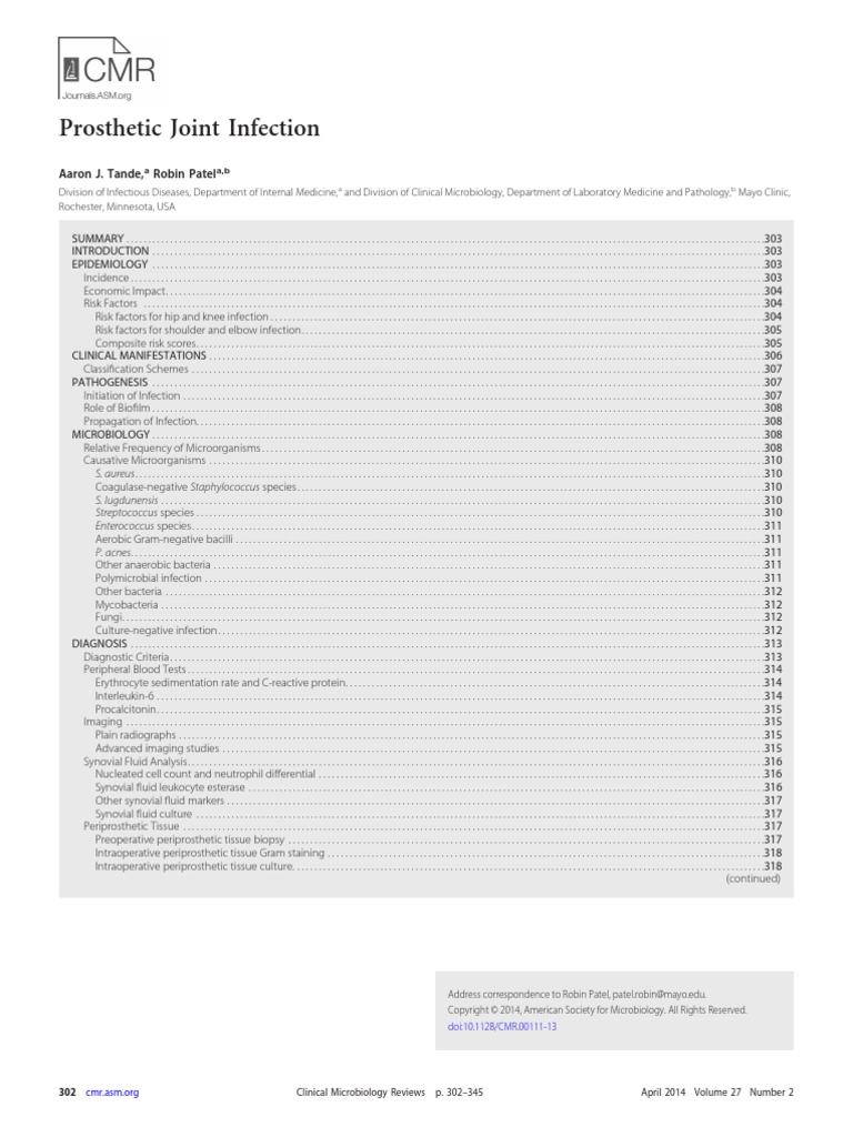 Prosthetic Joint Infection | PDF | Surgery | Infection