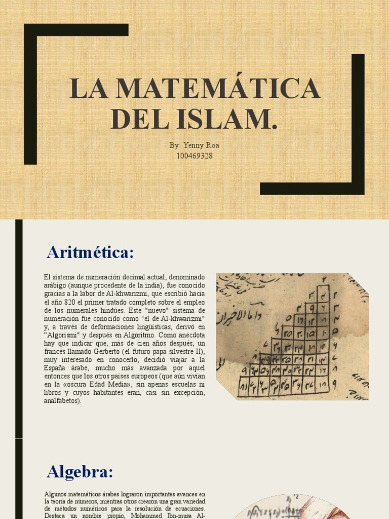 Las contribuciones de los matemáticos árabes al desarrollo de la ...