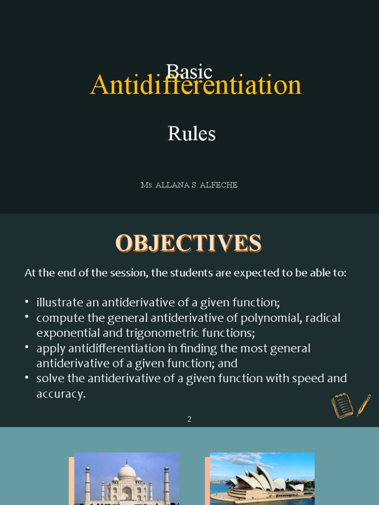 Lesson 7 - Basic Antidifferentiation Rules | PDF | Integral | Algebra