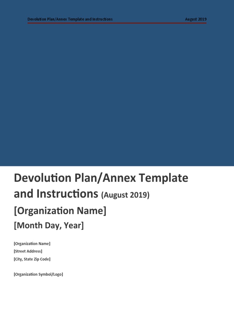 Devolution Plan/Annex Template and Instructions: (Organization Name ...