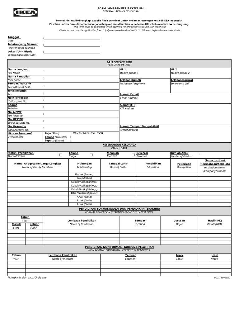 External Application Form | PDF