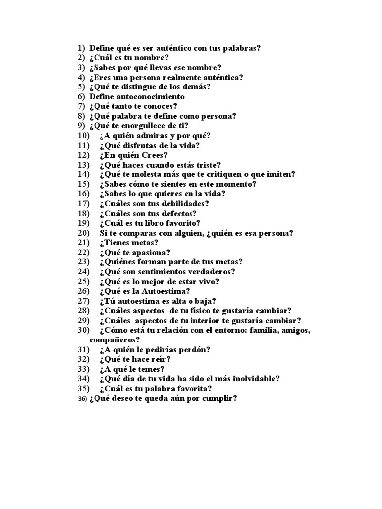 Preguntas Autoconocimiento | PDF
