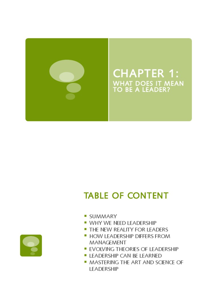 Chapter 1 Leadership | PDF | Leadership | Science