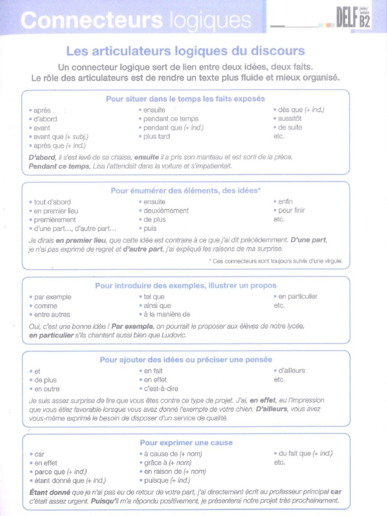 Connecteurs Logiques B2J HACHETTE | PDF