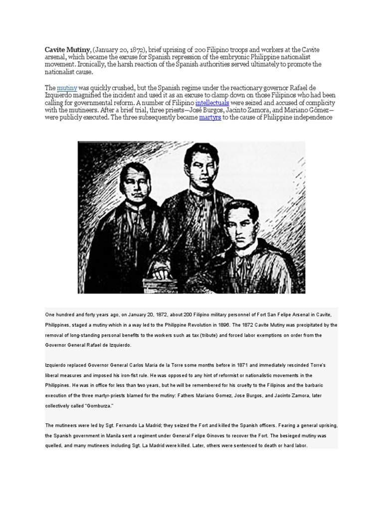 Mutiny: Cavite Mutiny, (January 20, 1872), Brief Uprising of 200 ...