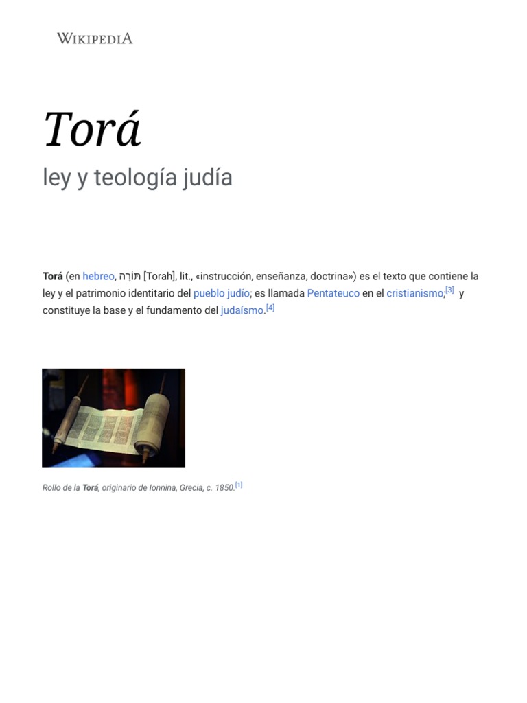 Torá - Wikipedia, La Enciclopedia Libre | PDF | Tora | Biblia hebrea
