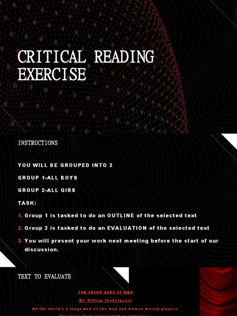 Critical Reading Exercise | PDF