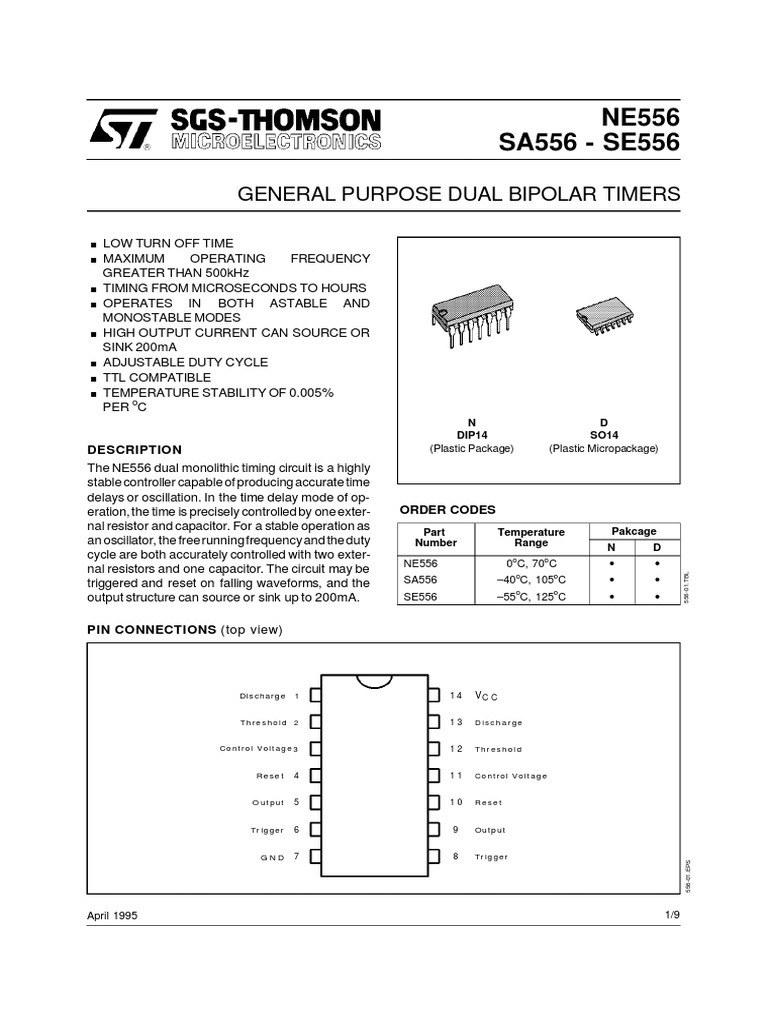 Ds Sgsthompson Ne556 Timer | PDF | Computer Engineering | Electrical ...