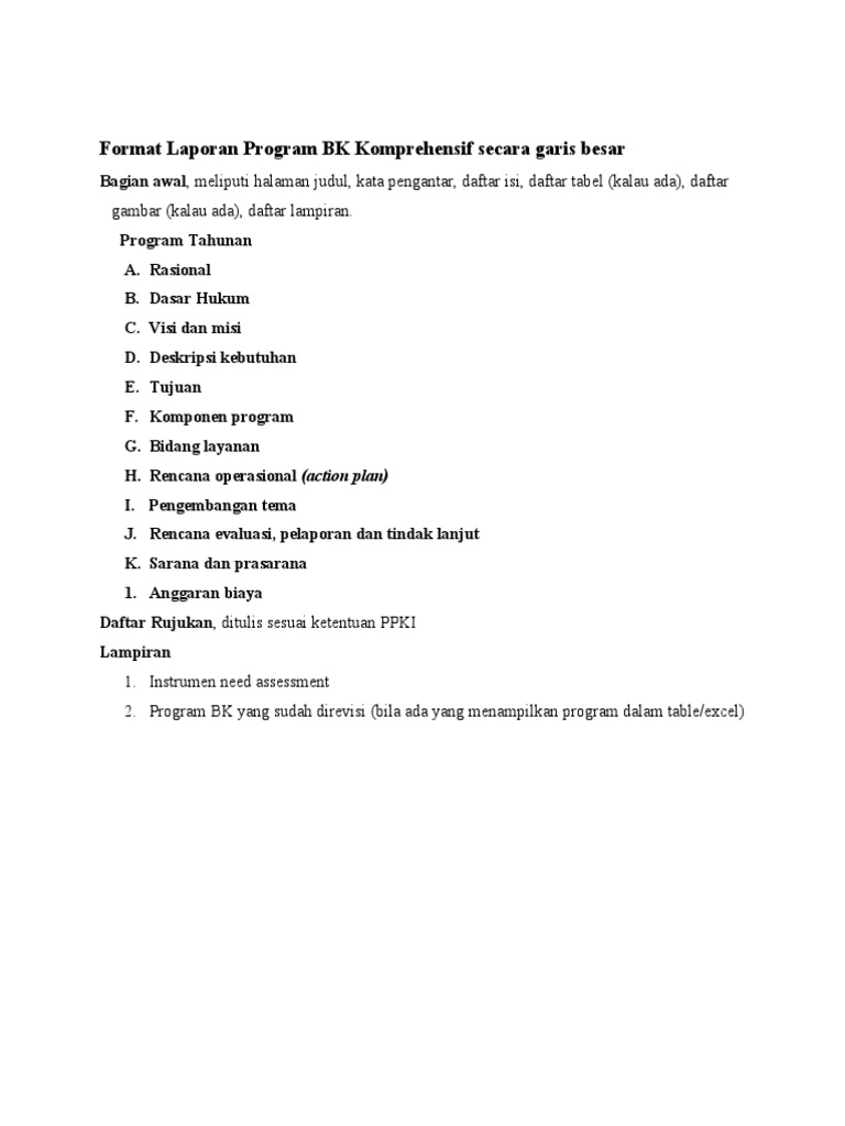 Format Laporan Program BK Komprehensif | PDF