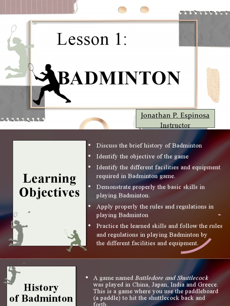 Lesson 1 - Badminton | PDF | Hobbies | Recreation