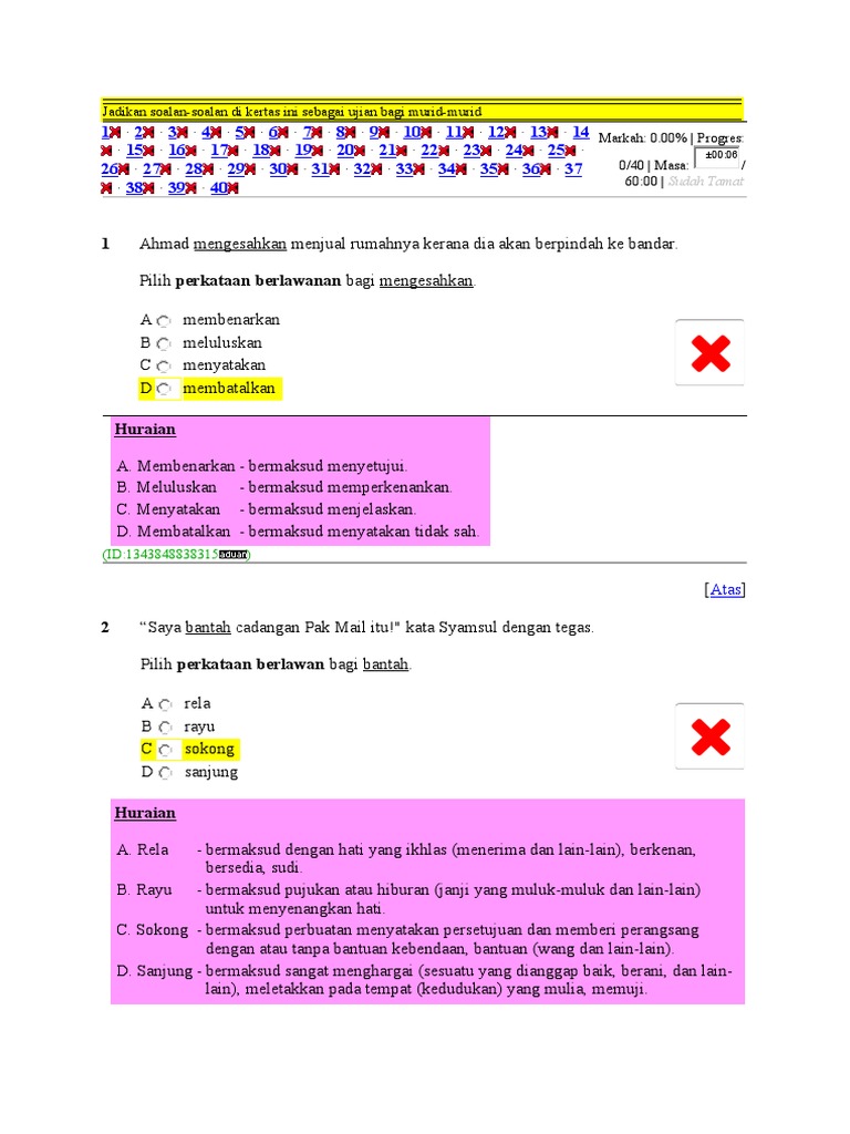 BM Kata Berlawanan 1 2 Soleh | PDF