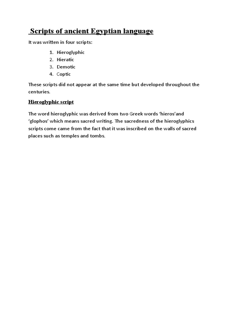 Ancient Egyptian Writing Scripts | PDF | Language Arts & Discipline
