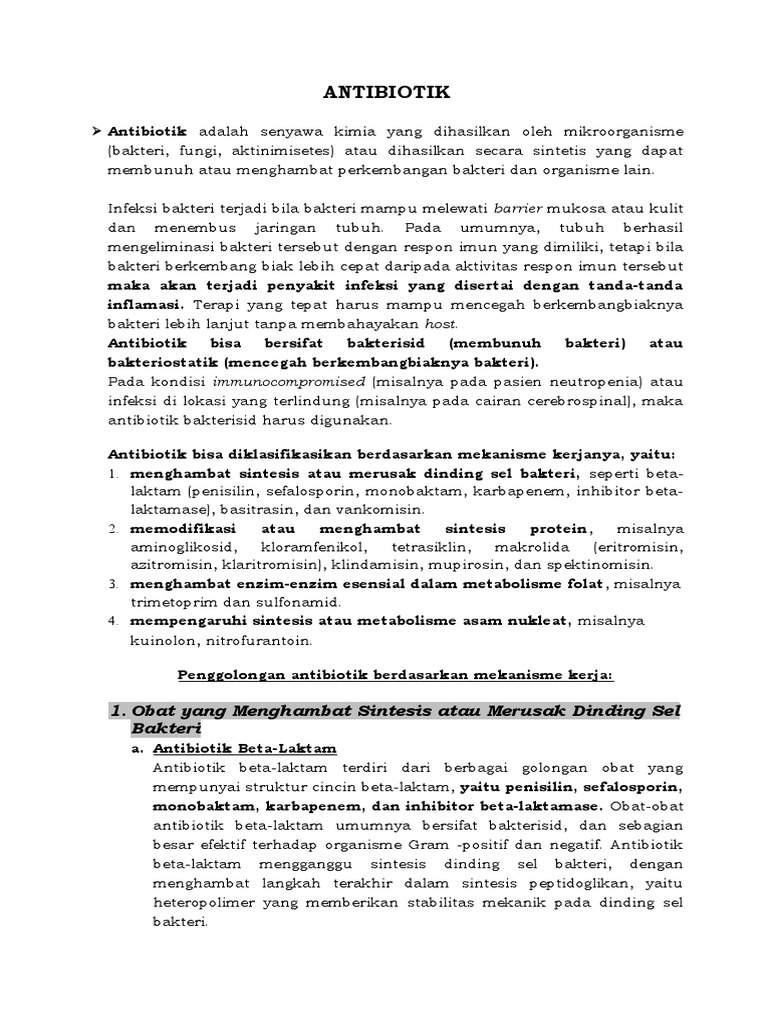Klasifikasi dan Mekanisme Antibiotik | PDF