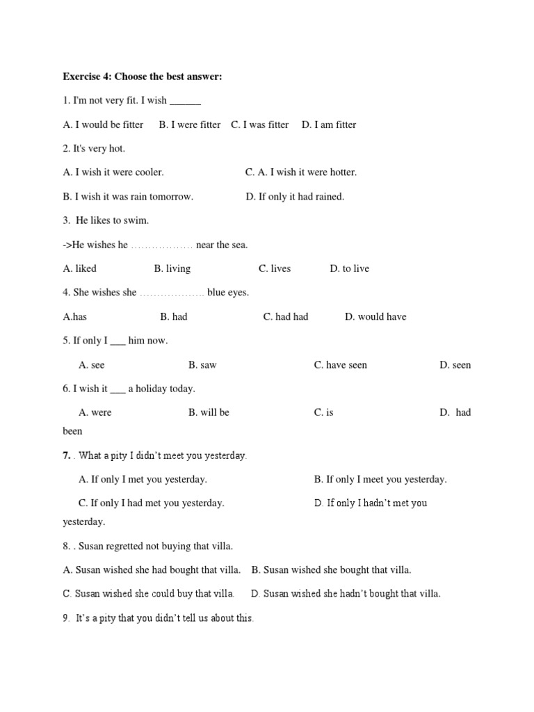 Exercise 4: Choose The Best Answer | PDF